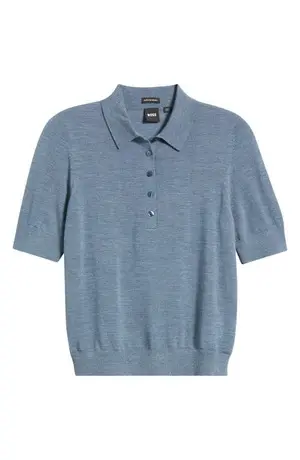BOSS Virgin Wool Polo Sweater - Tanzanite
