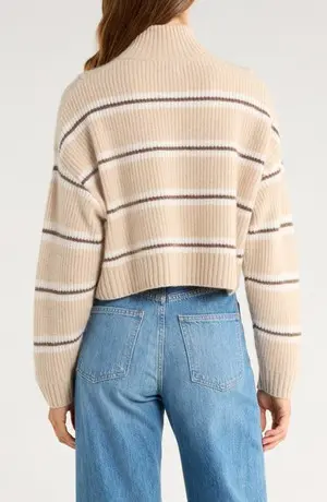 Staud Hampton Crop Cashmere Sweater - Whisper Stripe
