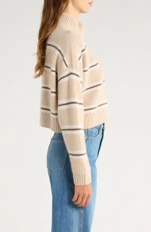 Staud Hampton Crop Cashmere Sweater - Whisper Stripe