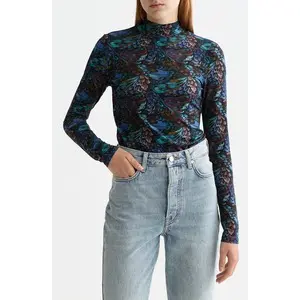 Scotch & Soda Printed Mock Neck Top - Pheasant