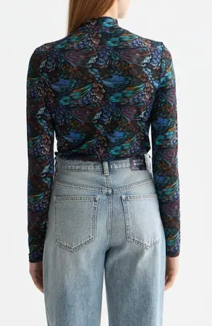 Scotch & Soda Printed Mock Neck Top - Pheasant