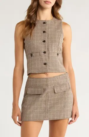 Blanknyc Plaid Crop Vest