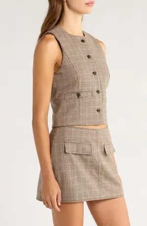 Blanknyc Plaid Crop Vest