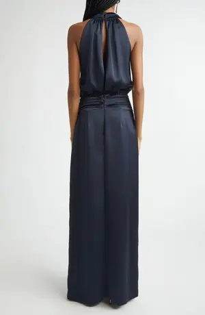 Ramy Brook Charmayne Sleeveless Satin Gown - Navy