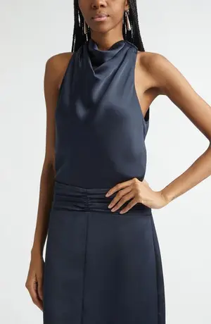 Ramy Brook Charmayne Sleeveless Satin Gown - Navy