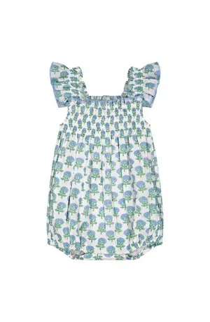 MER ST. BARTH Leila Baby Romper - Aqua Floral Block Print