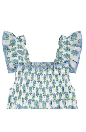 MER ST. BARTH Leila Baby Romper - Aqua Floral Block Print