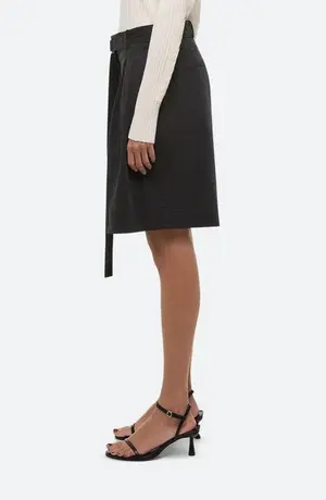 Helmut Lang Belted Double Pleat Stretch Cotton Shorts