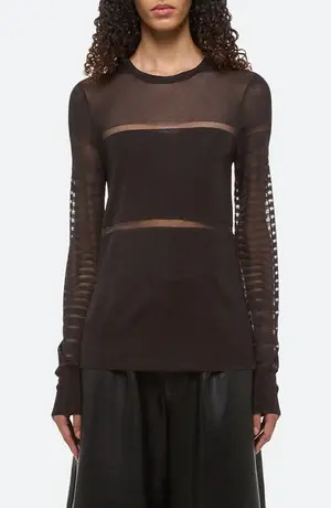 Helmut Lang Burnout Stripe Sheer Top