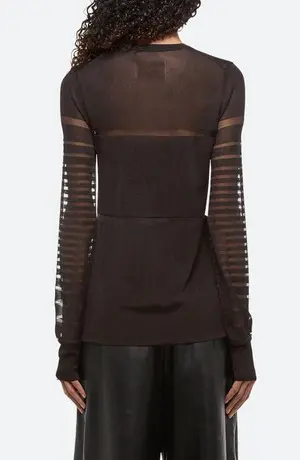Helmut Lang Burnout Stripe Sheer Top