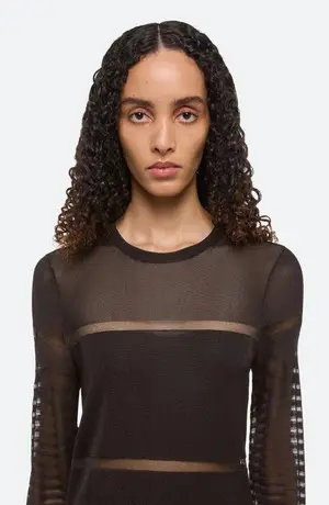 Helmut Lang Burnout Stripe Sheer Top
