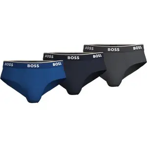 BOSS 3-pack Assorted Power Stretch Cotton Briefs - Open Blue