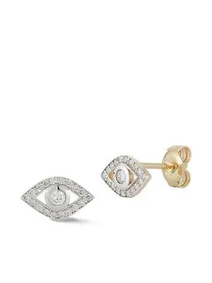 Mateo 14k White Gold Diamond Evil Eye Earrings - Silver