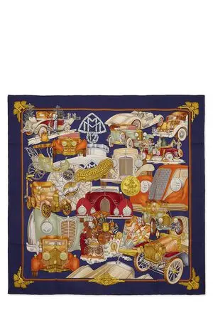 Hermès Multicolor 'automobile' Silk Scarf 90 - Navy