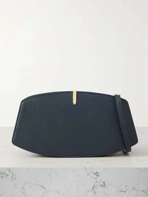 Savette Florence Embellished Textured-leather Shoulder Bag - Navy