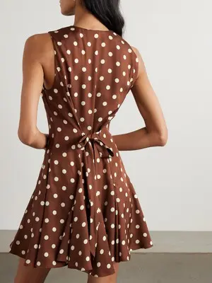 DEn Aubrey Polka-Dot Mini Dress In Brown - 30% Off | Editorialist