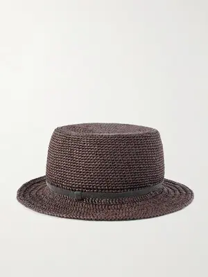 Brunello Cucinelli Bead-embellished Faux Raffia Bucket Hat - Brown