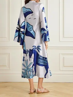 CRISTIANO MARCHELI Printed Stretch-silk Satin Kaftan