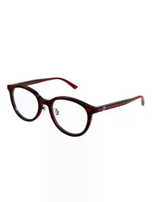 Gucci Web-stripe Round-frame Glasses - Black