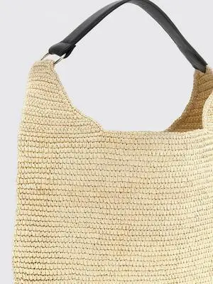 MAISON MICHEL Raffia Shoulder Bag - Black
