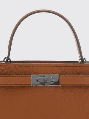 Tory Burch Lee Radziwill Small Flared Grained Leather Handbag - Brown
