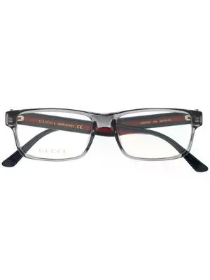 Gucci Web Detail Rectangle Eyeglasses Blue