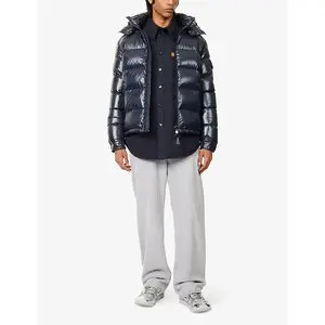 Moncler Maya Logo-patch Padded Shell-down Jacket - Navy