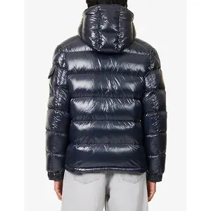 Moncler Maya Logo-patch Padded Shell-down Jacket - Navy