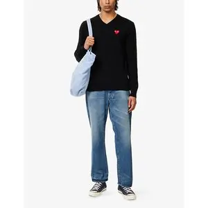 Play Comme Des Garcon Play V-neck Wool Jumper - Black