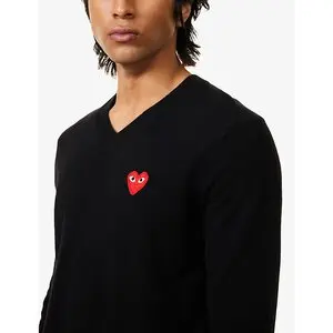 Play Comme Des Garcon Play V-neck Wool Jumper - Black