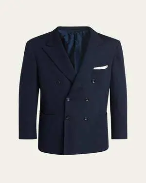Kiton Cashmere Jersey Double-breasted Blazer - Navy