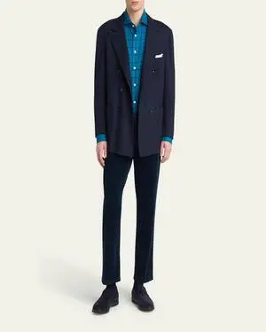 Kiton Cashmere Jersey Double-breasted Blazer