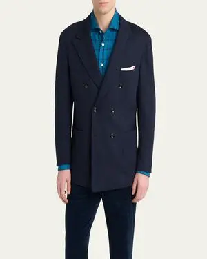 Kiton Cashmere Jersey Double-breasted Blazer