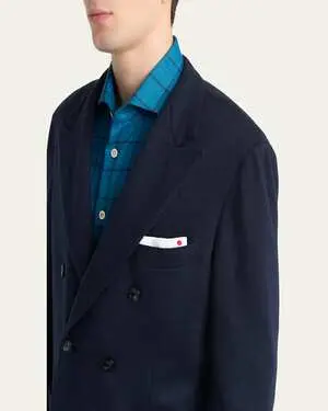 Kiton Cashmere Jersey Double-breasted Blazer