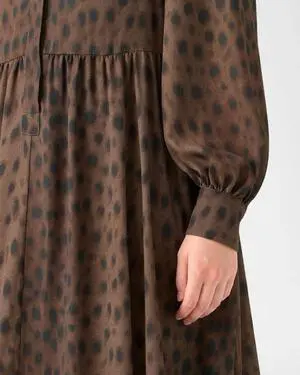 Akris Leopard-print Viscose Georgette Midi Shirt Dress - Hazel-bark