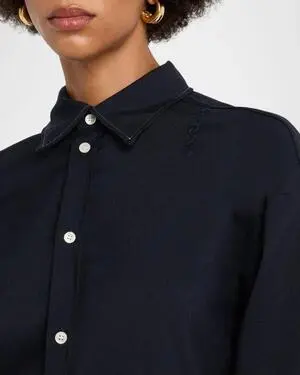 Marni Button-front Shirt With Contrast Cuffs - Midnightb