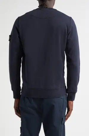 Stone Island Compass Logo Patch Crewneck Sweatshirt - V0020 Navy Blue