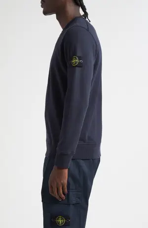 Stone Island Compass Logo Patch Crewneck Sweatshirt - V0020 Navy Blue
