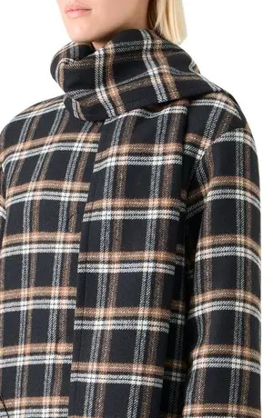 Akris Plaid Wool Blend Jacket With Scarf