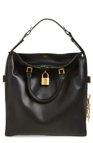 Balmain Large Pulse Waxy Calfskin Tote - 0pa Black