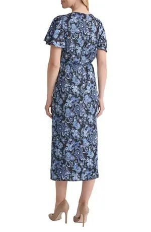 Jones New York Flutter Sleeve Paisley Midi Dress