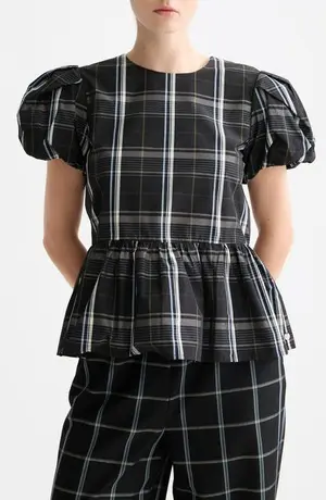 Scotch & Soda Check Taffeta Top