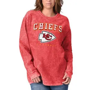 G-III 4HER BY CARL BANKS Kansas City Chiefs Washed Corduroy Pullover Sweatshirt - Red