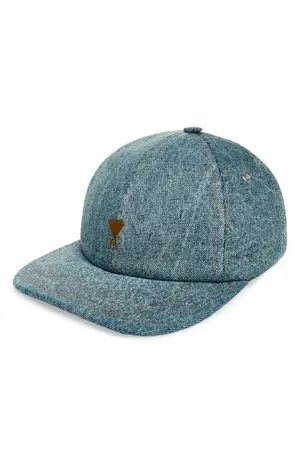 Ami AMI PARIS Ami De Coeur Embroidered Denim Baseball Cap Bleu Used