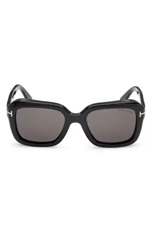 TOM FORD Natalia 52mm Square Sunglasses - Shiny Black/eco/smoke Lenses