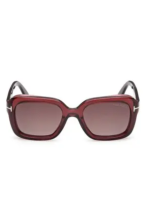 TOM FORD Natalia 52mm Square Sunglasses - Shiny Wine/burgundy Lenses