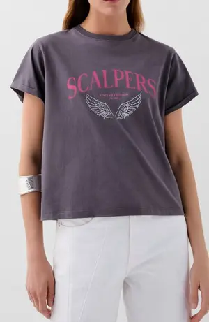 SCALPERS Printed Short Sleeve T-shirt - Grey