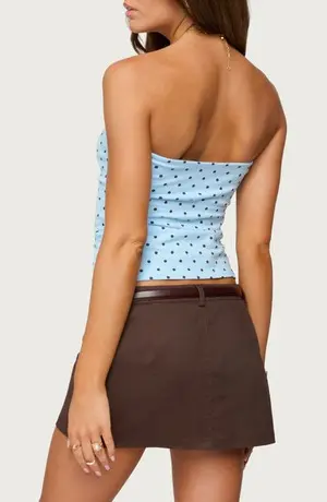 EDIKTED Polka Dot Tube Top - Light-blue
