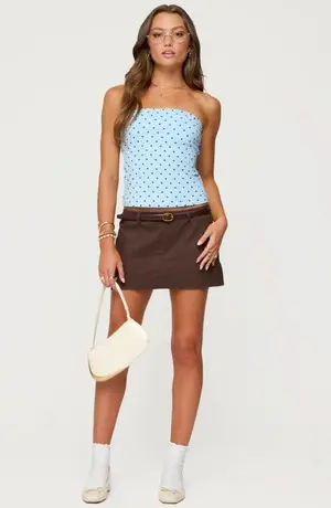 EDIKTED Polka Dot Tube Top - Light-blue