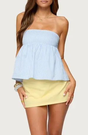 EDIKTED Strapless Babydoll Camisole - Light-blue